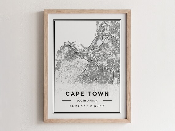 Cape Town Map Poster Print Modern Cape Town Street Map Decor | Etsy