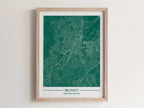 Belfast Map Poster Print Wall Art Modern Ireland Gift for - Etsy