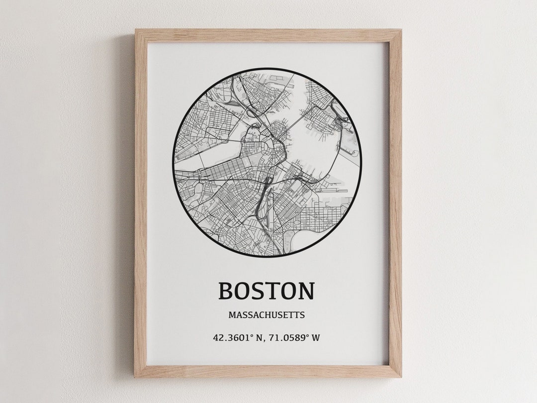 Boston City Map Poster, Massachusetts Travel Art Print - Etsy