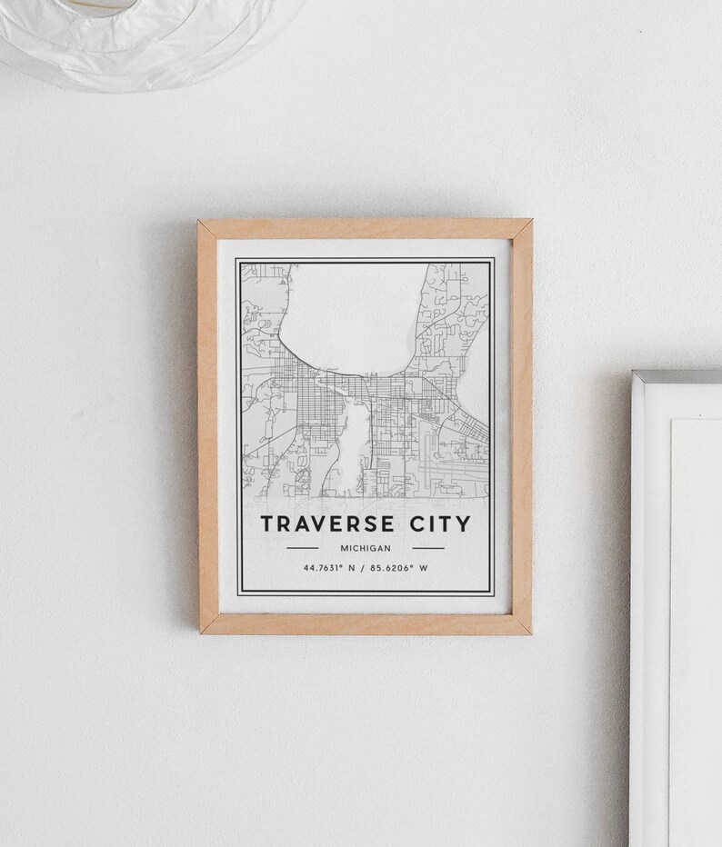 Traverse City Map Poster Print Modern Michigan Street Map - Etsy