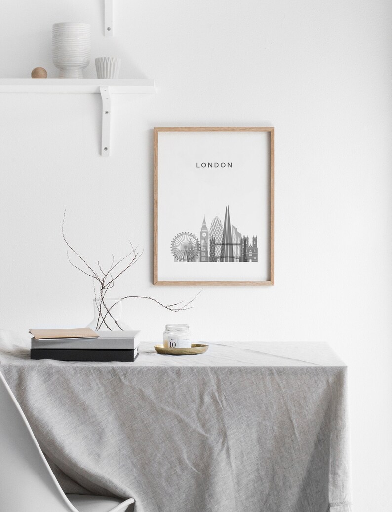 London City Skyline Poster England Landmark Art Print | Etsy
