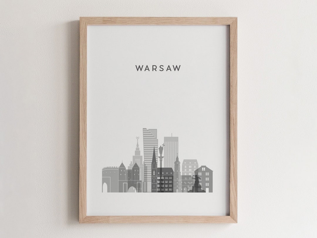 Warsaw City Skyline Poster, Poland Landmark Art Print - Etsy