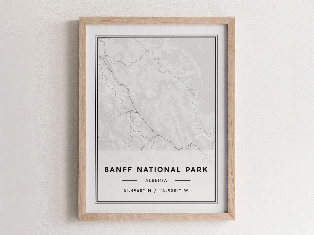 Banff National Park Map Poster Print, Modern Banff National Park Street ...