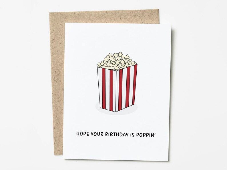Funny Birthday Card for Popcorn Lover Popcorn Gift for Friend | Etsy