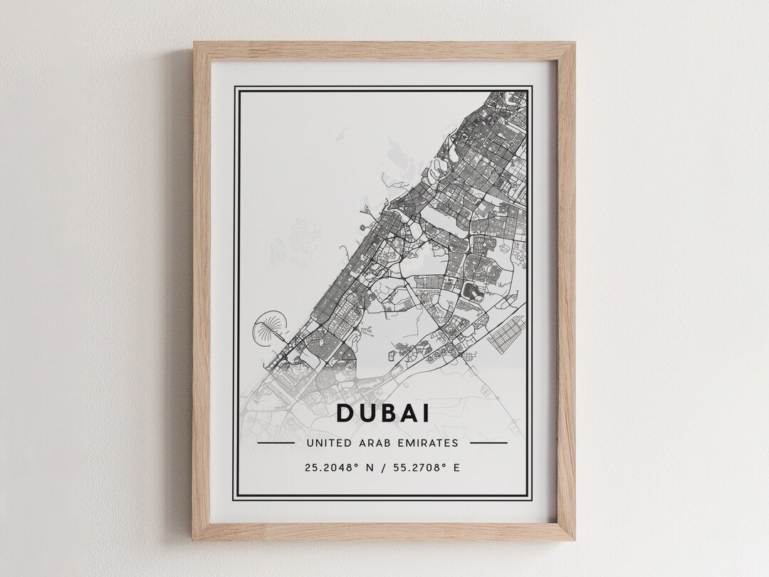Dubai Map Poster Print, Modern Dubai Street Map Decor - Etsy