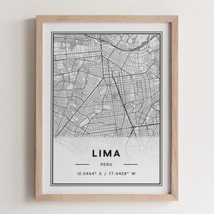 Lima Map Poster Print, Modern Lima Street Map Decor - Etsy