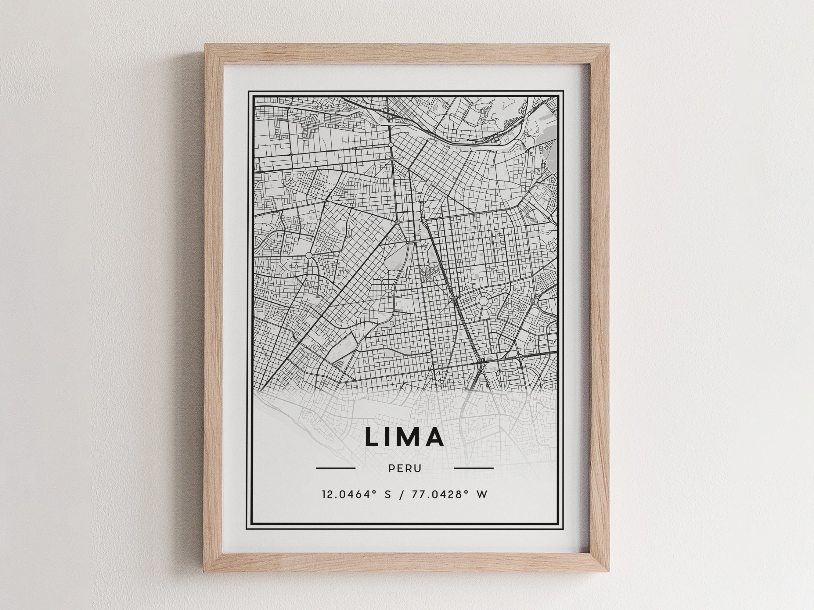 Lima Map Poster Print Modern Lima Street Map Decor - Etsy