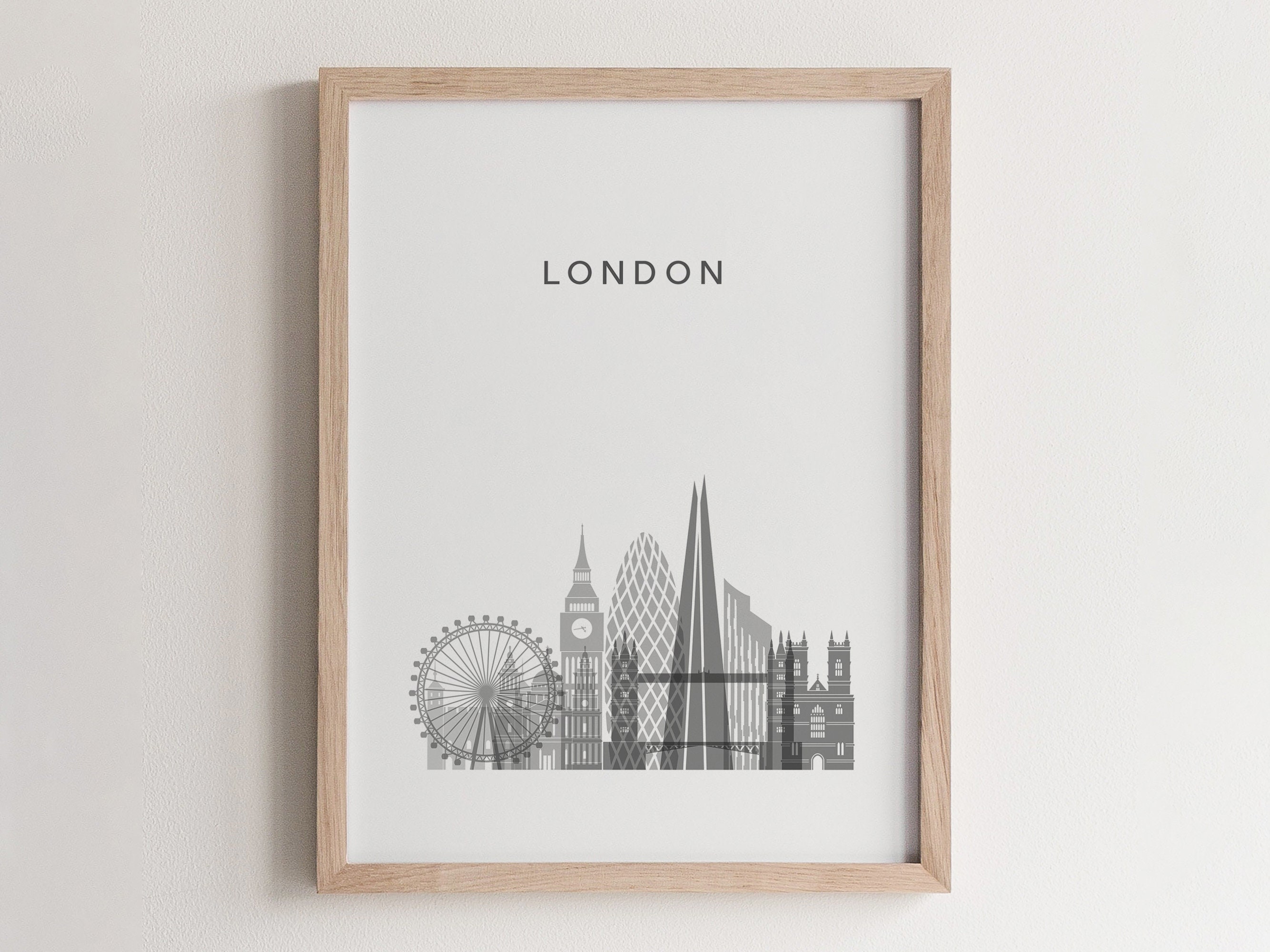 London City Skyline Poster England Landmark Art Print | Etsy