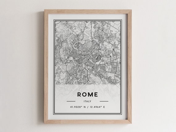 Rome Map Poster Print Modern Rome Street Map Decor | Etsy