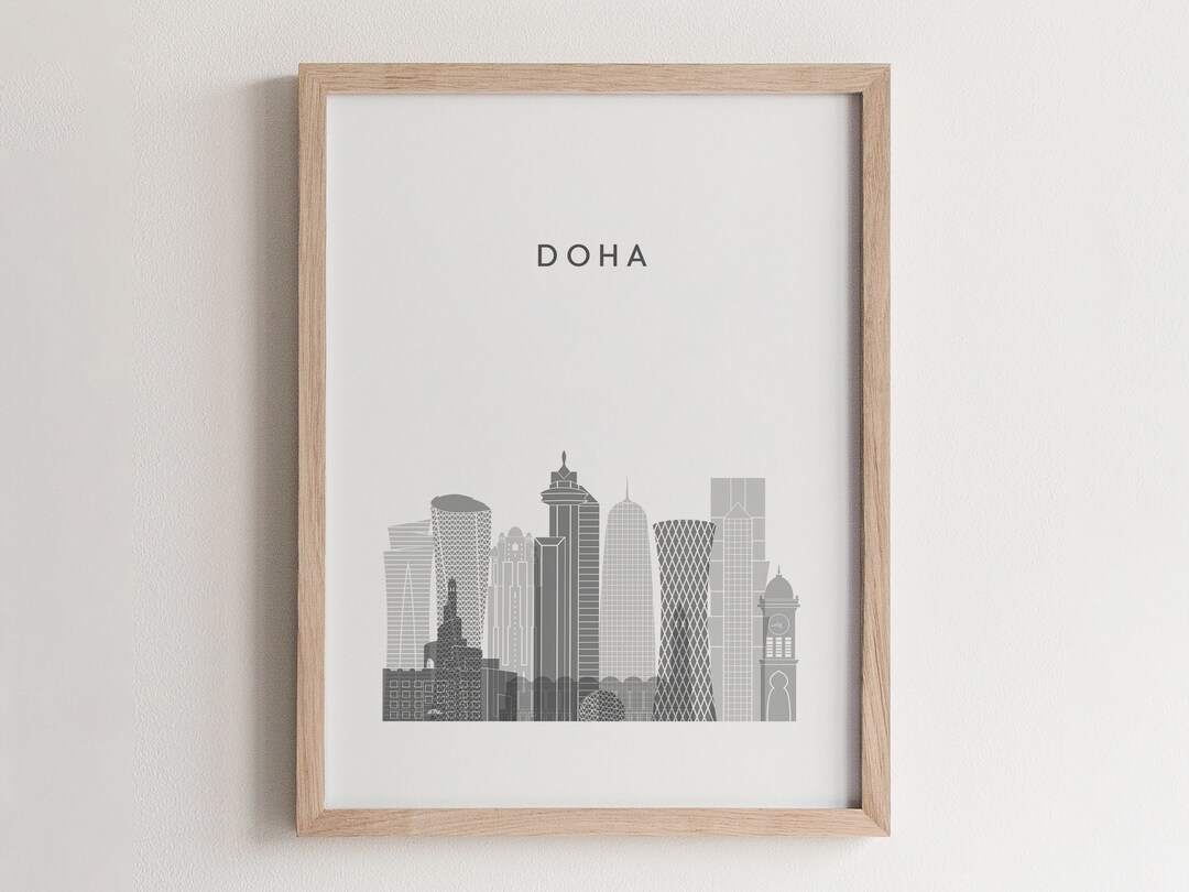 Doha City Skyline Poster, Qatar Landmark Art Print - Etsy