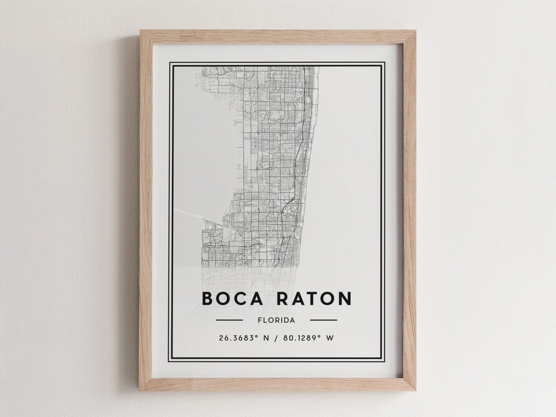 Boca Raton Map Poster Print, Modern Boca Raton Street Map Decor - Etsy