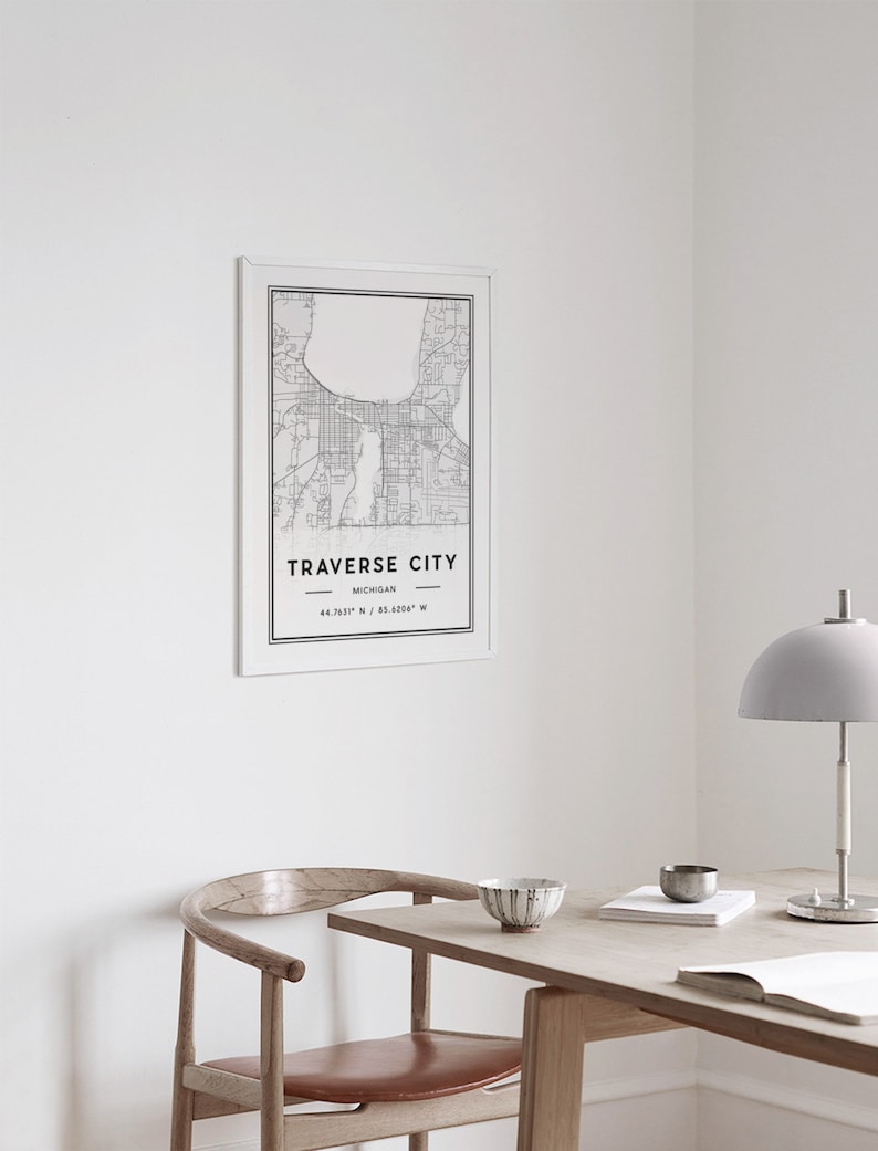 Traverse City Map Poster Print Modern Michigan Street Map - Etsy