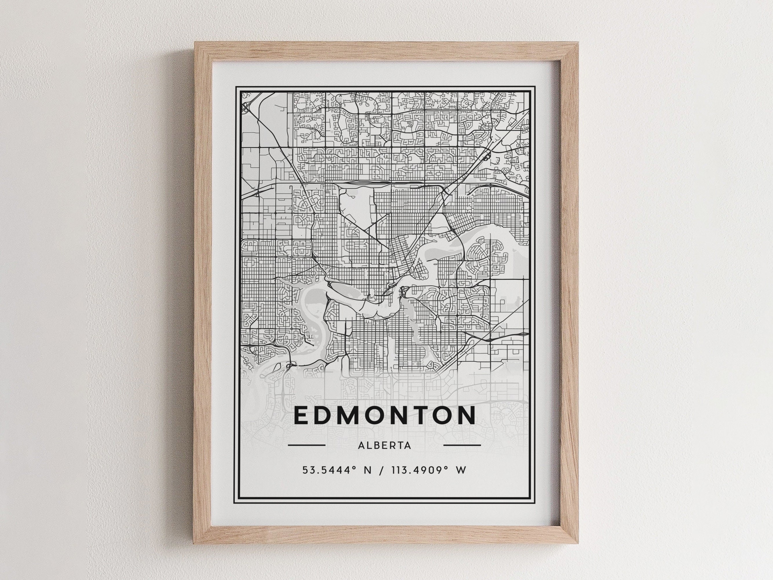Edmonton Map Poster Print Modern Edmonton Street Map Decor - Etsy Canada