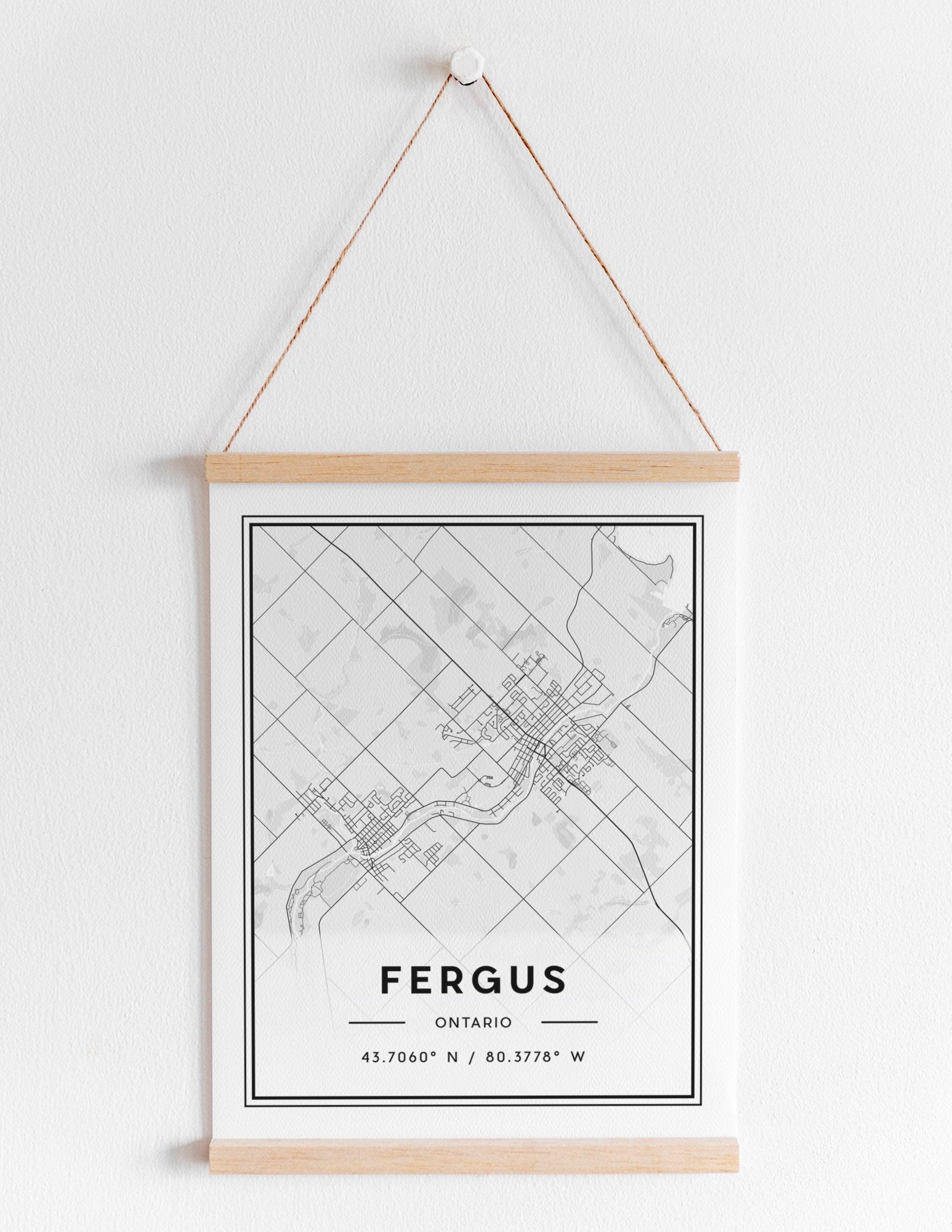 Fergus Map Poster Print Modern Fergus Street Map Decor - Etsy UK
