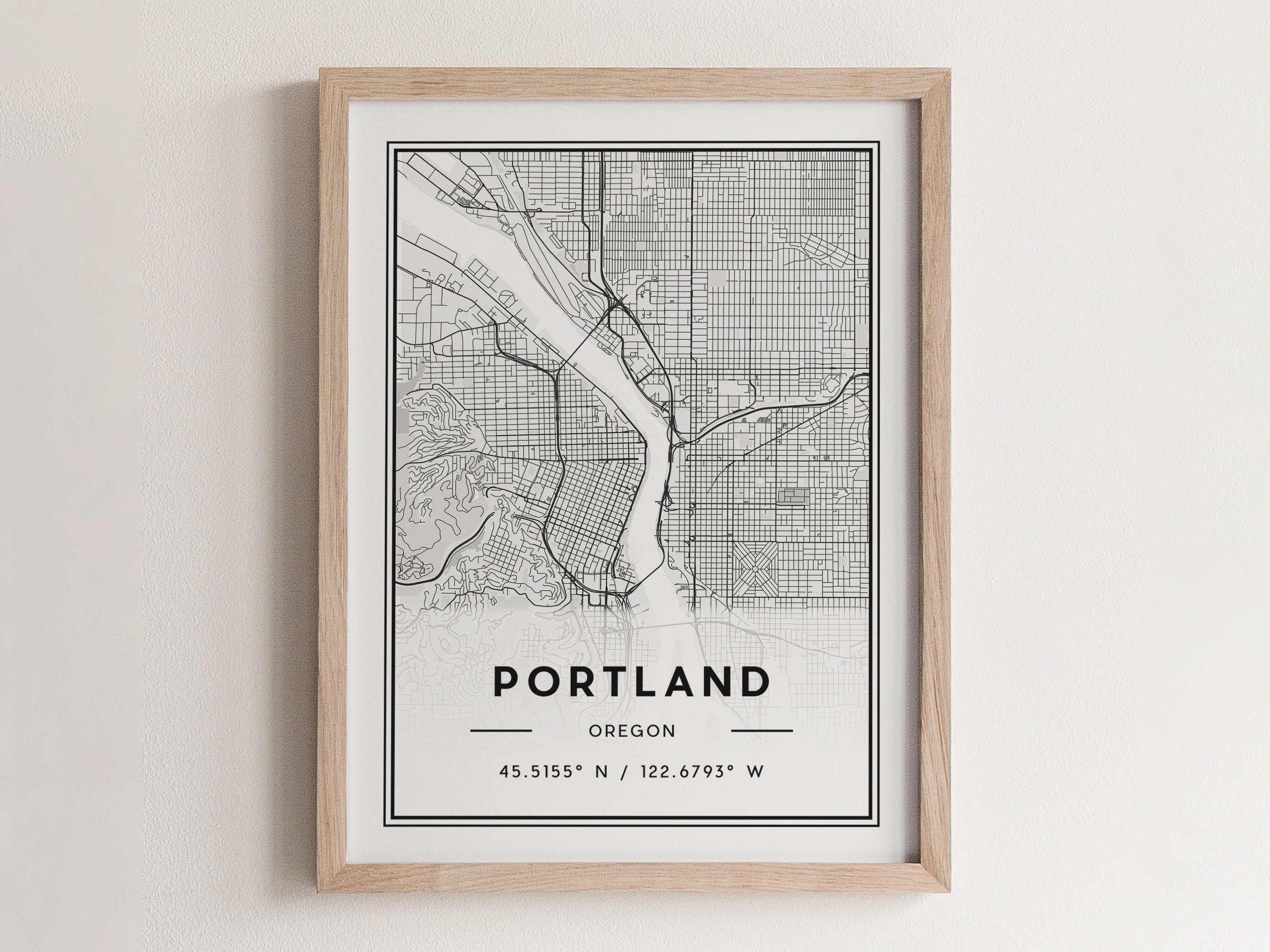 Portland Map Poster Print Modern Portland Street Map Decor | Etsy