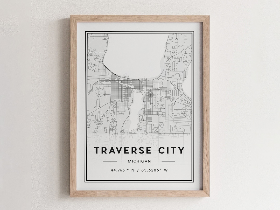 Traverse City Map Poster Print, Modern Michigan Street Map Decor - Etsy