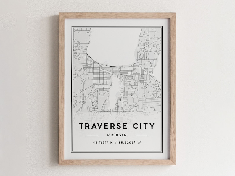 Traverse City Map Poster Print Modern Michigan Street Map - Etsy