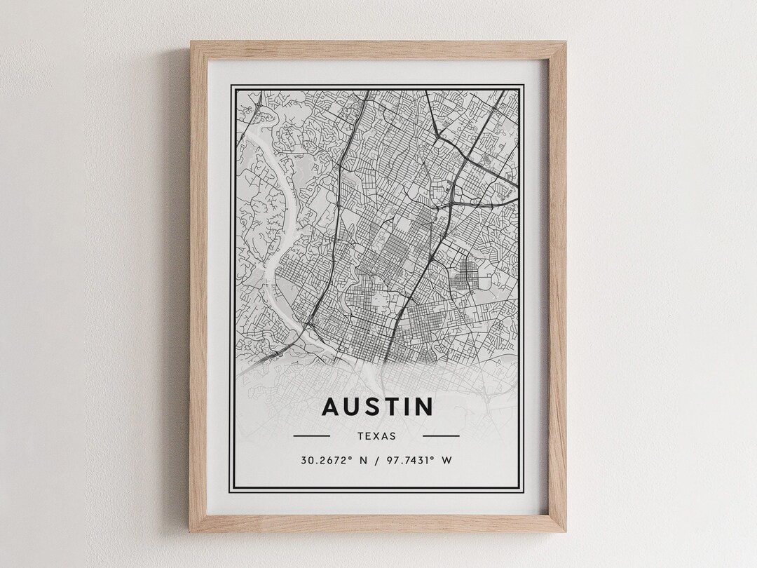 Austin Map Poster Print, Modern Austin Street Map Decor - Etsy