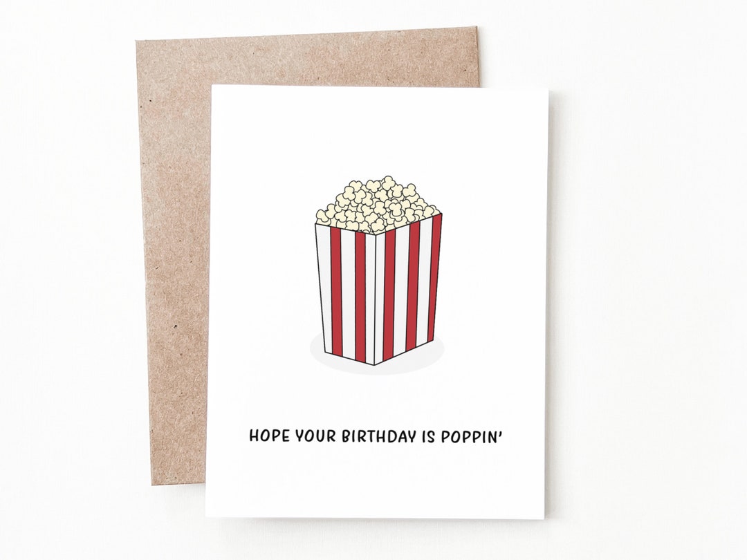 Funny Birthday Card for Popcorn Lover, Popcorn Gift for Friend - Etsy ...
