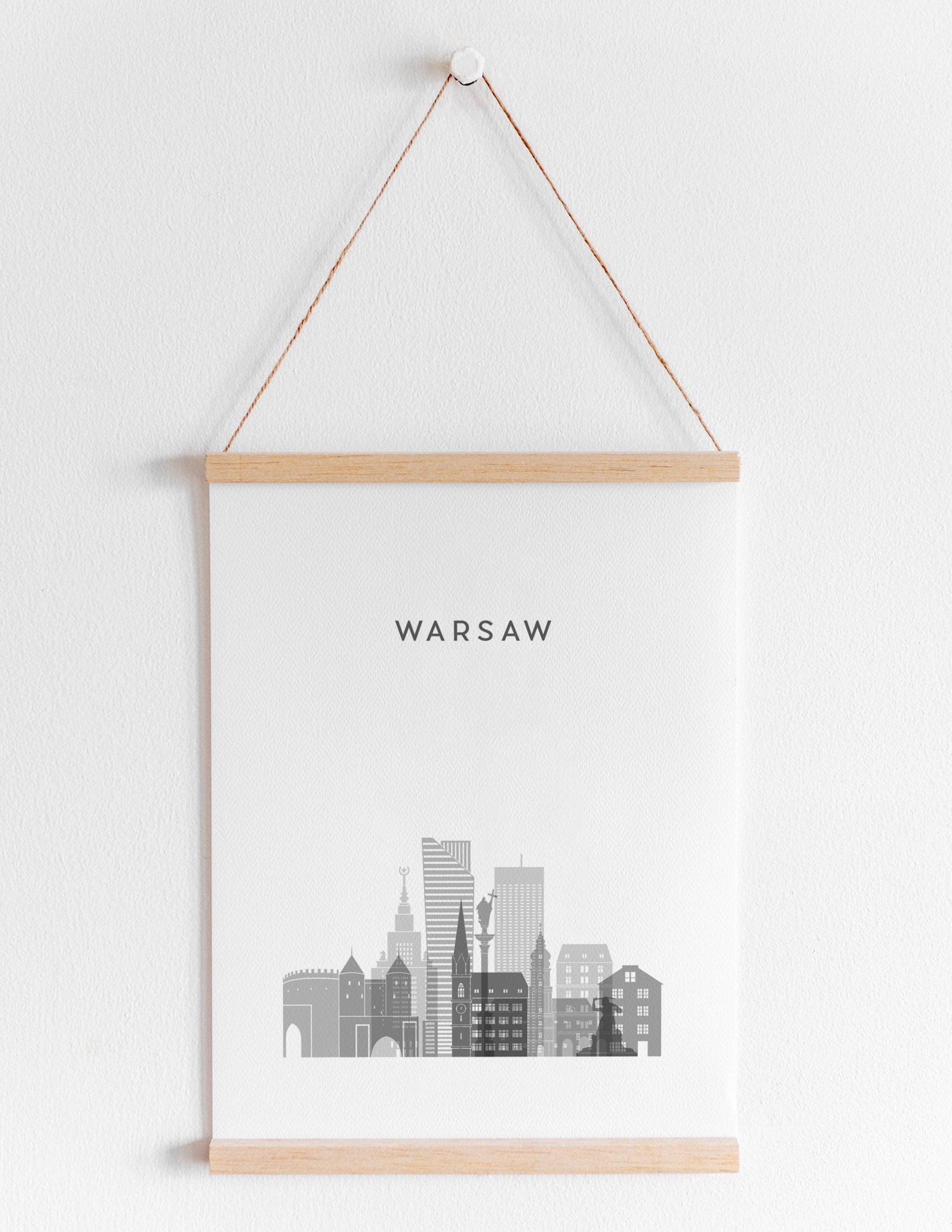 Warsaw City Skyline Poster Poland Landmark Art Print - Etsy