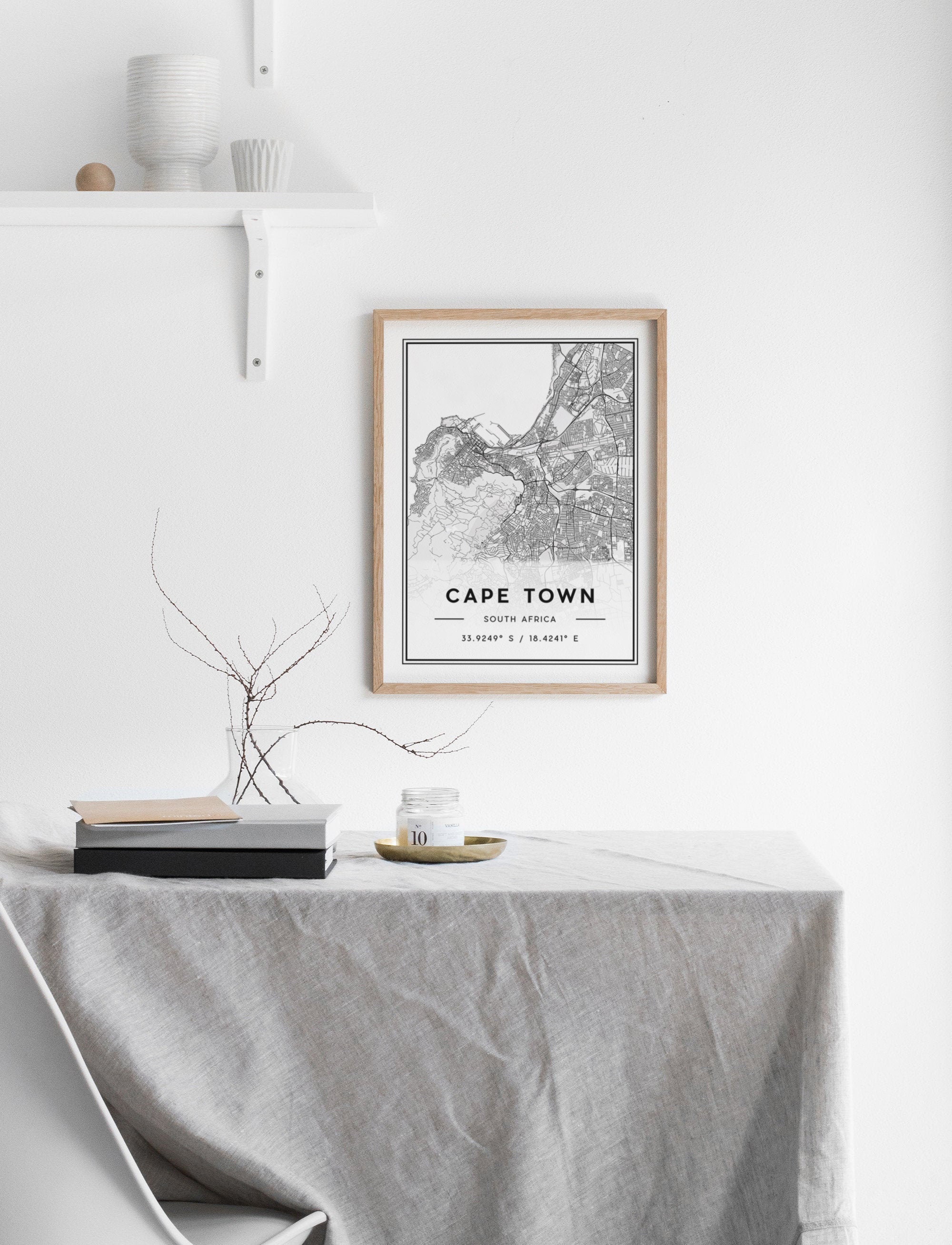 Cape Town Map Poster Print Modern Cape Town Street Map Decor | Etsy