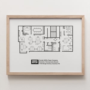 The Office TV Show Poster, Dunder Mifflin Floor Plan Art Print - Etsy