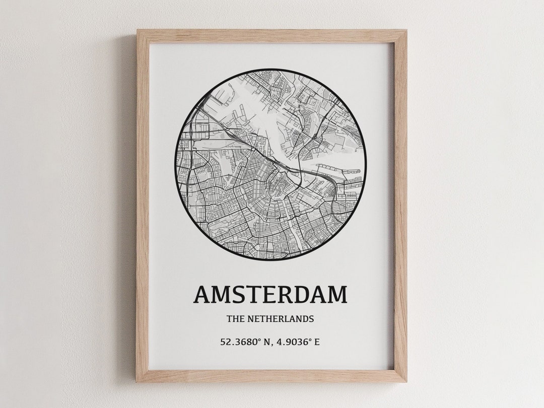 Amsterdam City Map Poster, the Netherlands Travel Art Print - Etsy