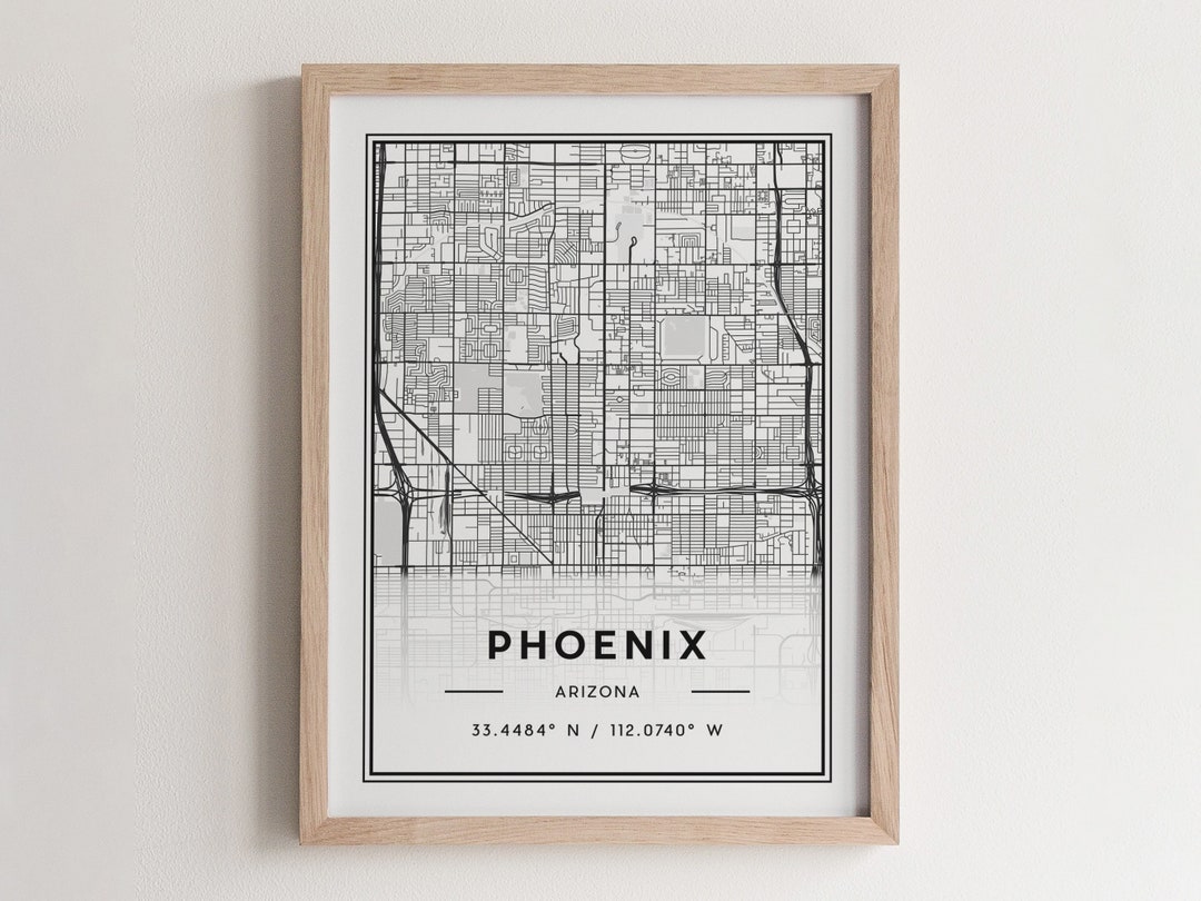 Phoenix Map Poster Print, Modern Phoenix Street Map Decor - Etsy