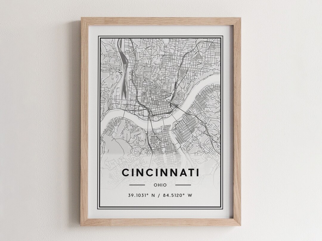 Cincinnati Map Poster Print, Modern Cincinnati Street Map Decor - Etsy