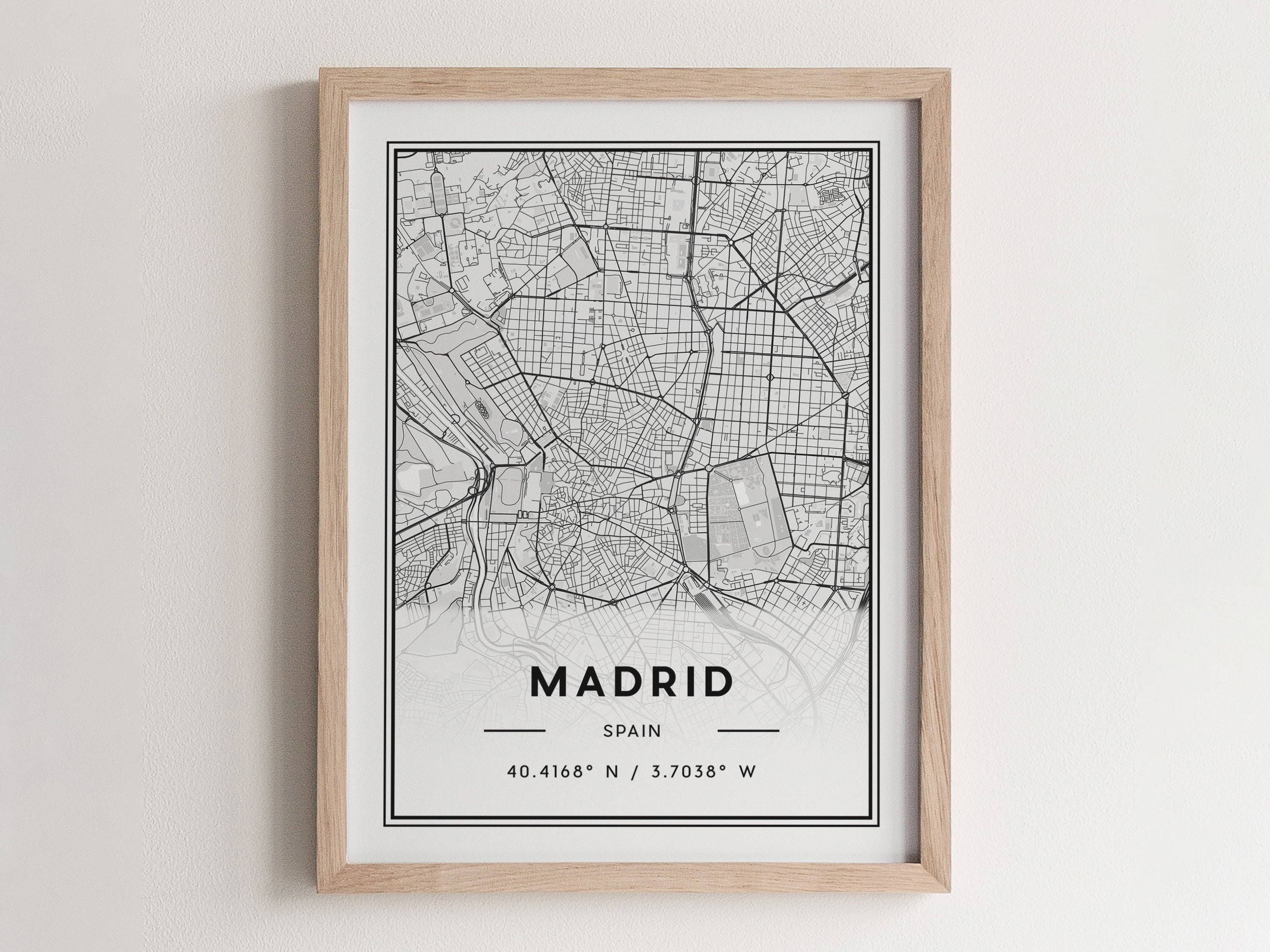 Madrid Map Poster Print Modern Madrid Street Map Decor | Etsy