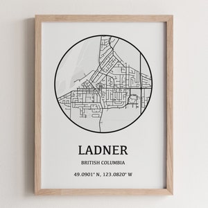 Ladner City Map Poster, BC Travel Art Print - Etsy