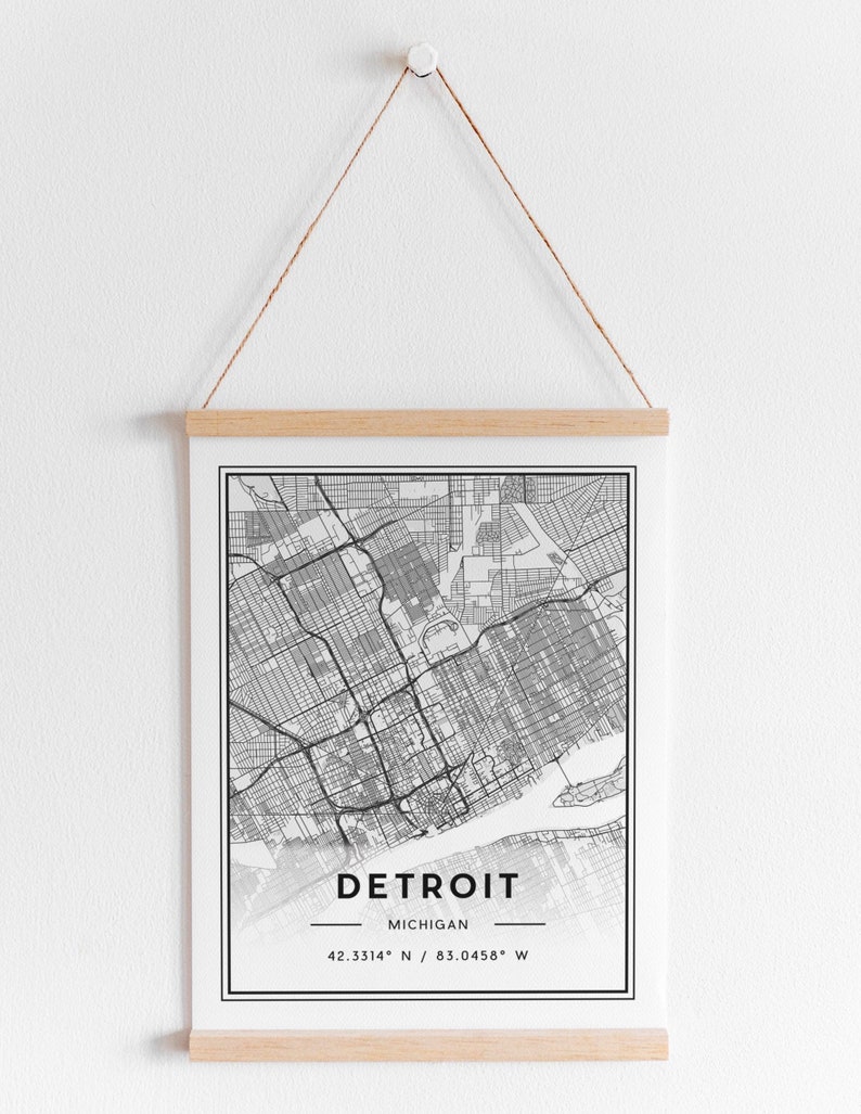 Detroit Map Poster Print Modern Detroit Street Map Decor | Etsy