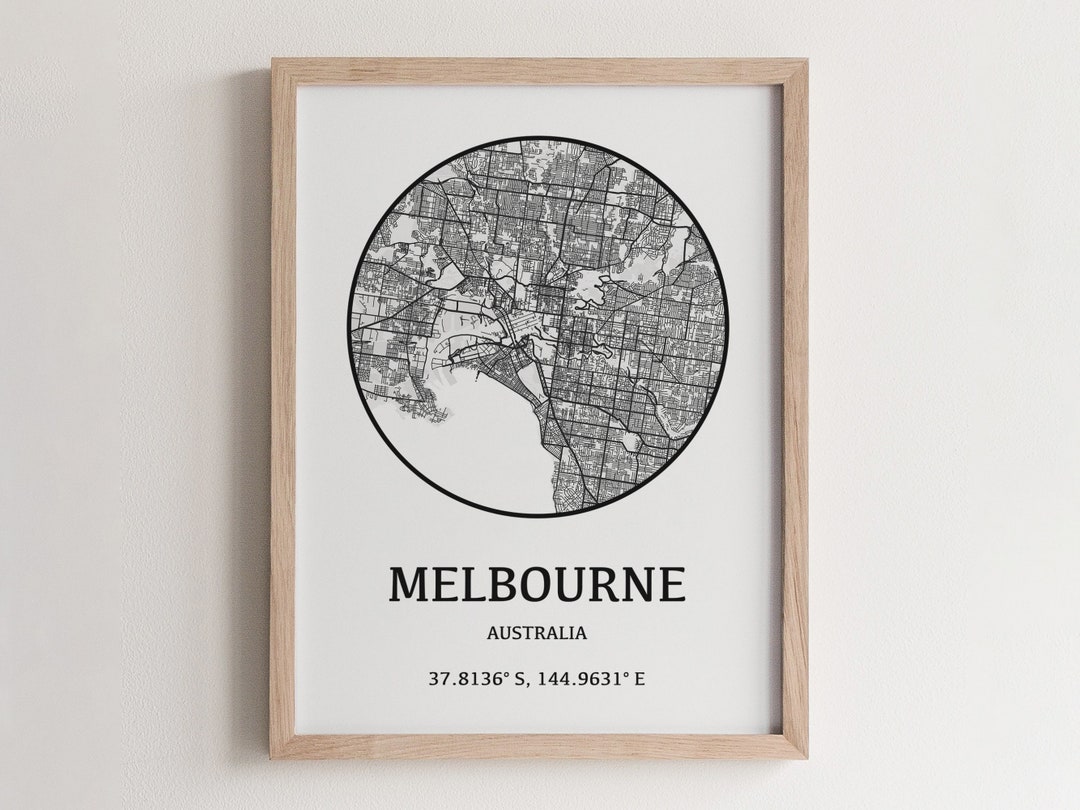 Melbourne City Map Poster, Australia Travel Art Print - Etsy