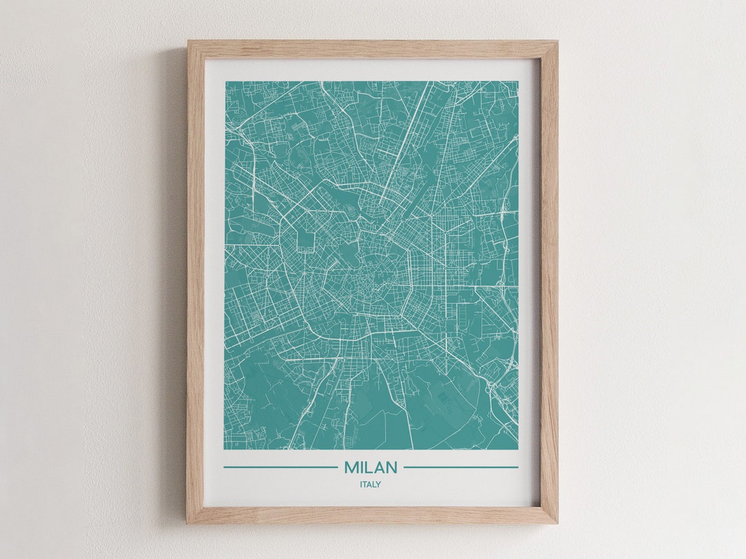 Milan Map Poster Print Wall Art, Modern Italy Gift for Home and Office ...
