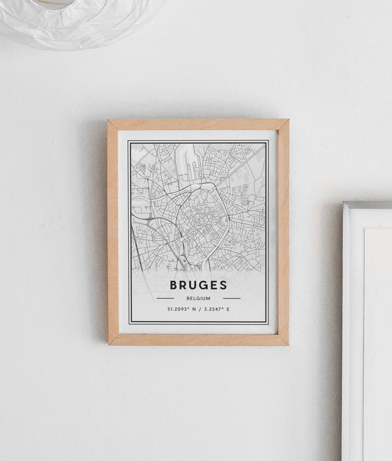 Bruges Map Poster Print Modern Bruges Street Map Decor - Etsy