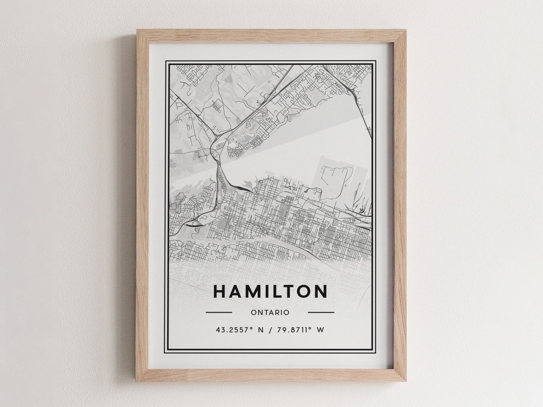 Hamilton Map Poster Print, Modern Hamilton Street Map Decor - Etsy