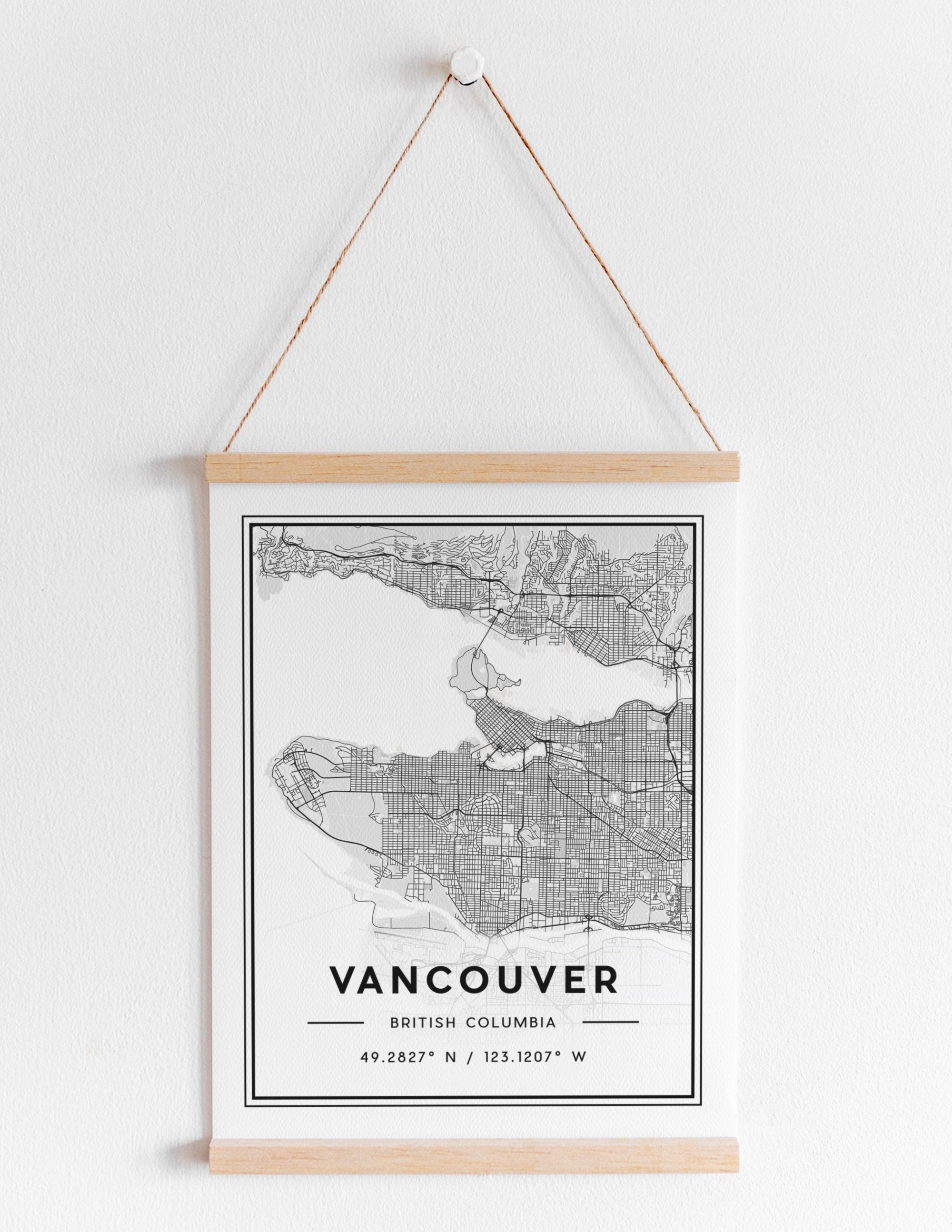 Vancouver Map Poster Print Modern Vancouver Street Map Decor | Etsy