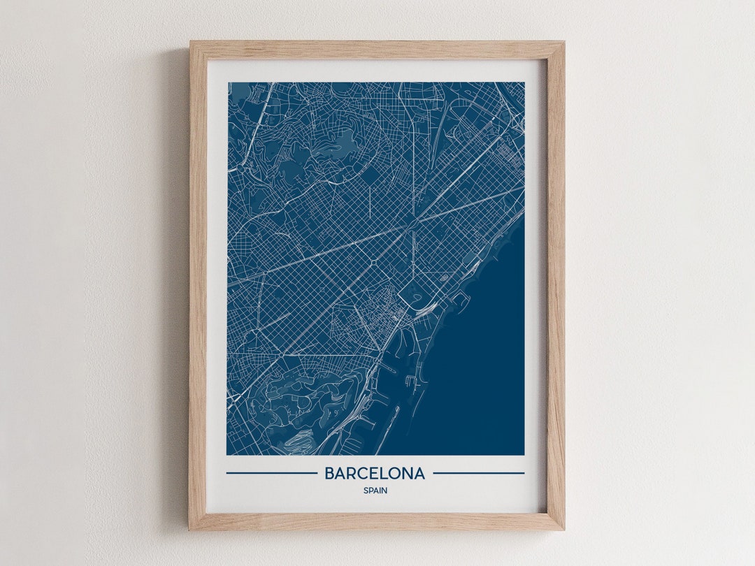 Barcelona Map Poster Print Wall Art, Modern Spain Gift for Home and ...