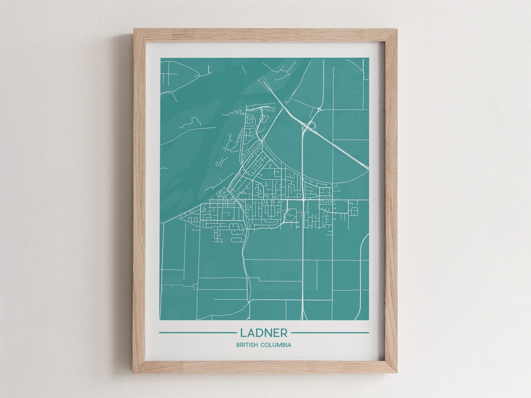 Ladner Map Poster Print Wall Art, Modern British Columbia Gift for Home ...