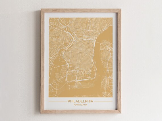 Philadelphia Map Poster Print Wall Art Modern Pennsylvania | Etsy