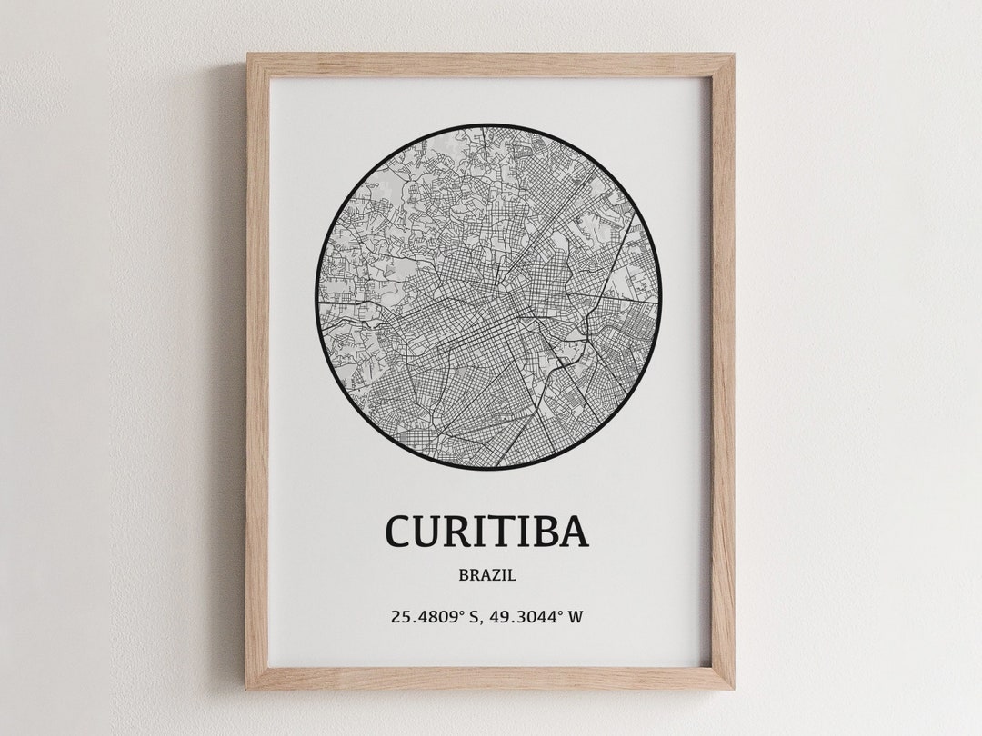 Curitiba City Map Poster, Brazil Travel Art Print - Etsy