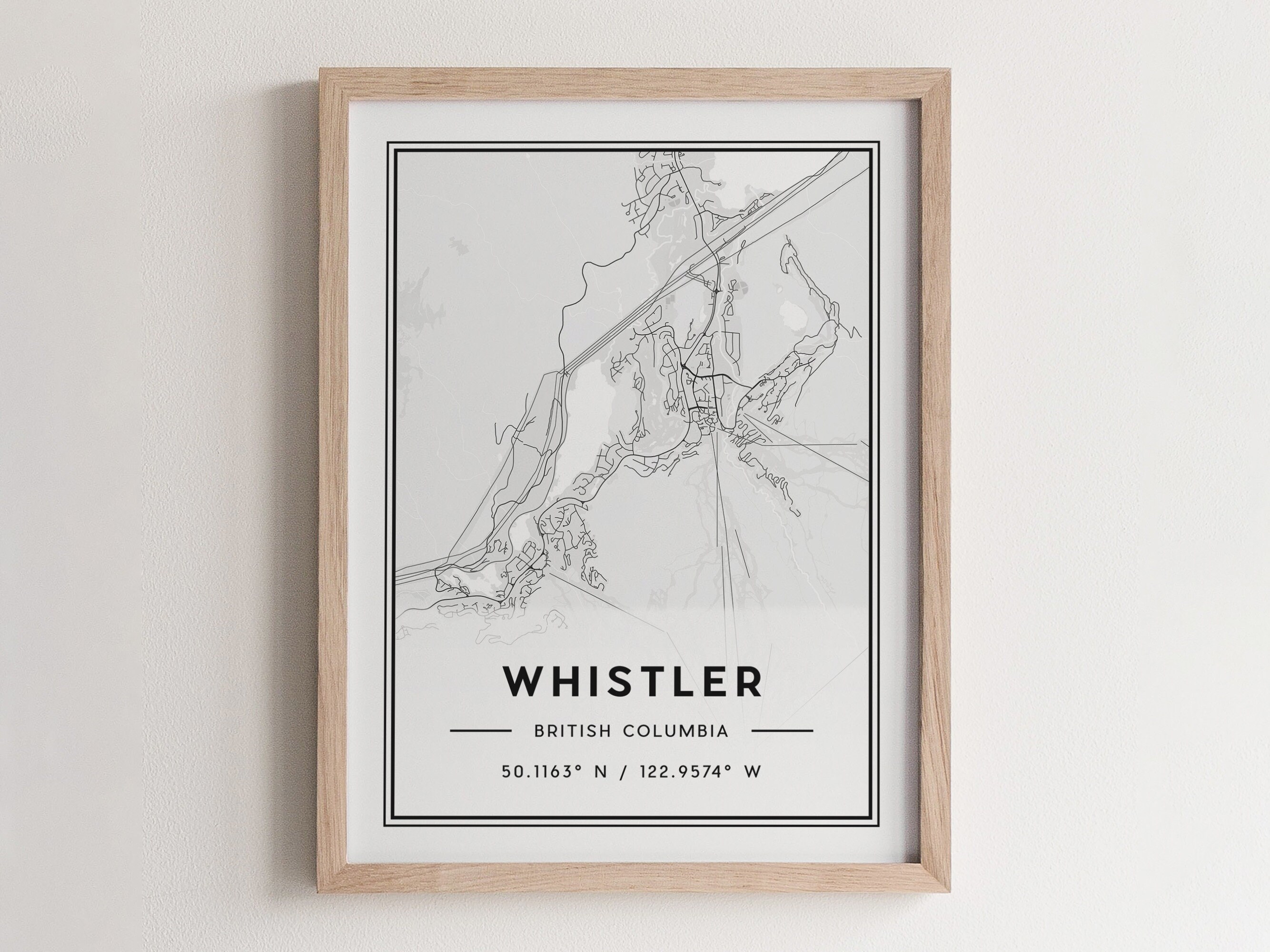 Whistler Map Poster Print Modern Whistler Street Map Decor - Etsy