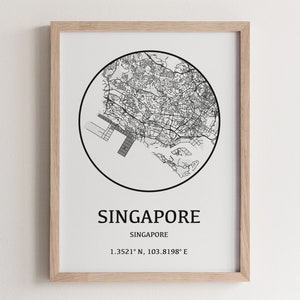 Singapore City Map Poster, Singapore Travel Art Print - Etsy