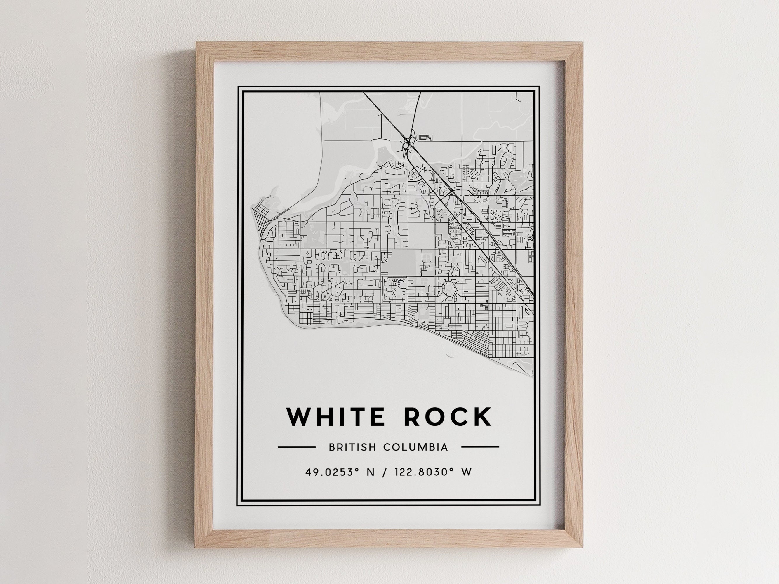 White Rock Map Poster Print Modern White Rock Street Map - Etsy