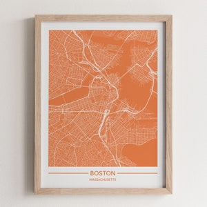 Boston Map Poster Print Wall Art, Modern Massachusetts Gift for Home ...