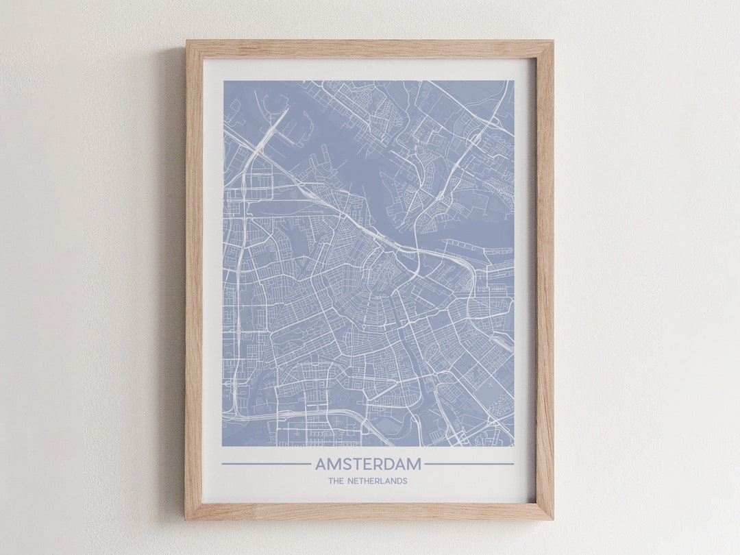 Amsterdam Map Poster Print Wall Art, Modern the Netherlands Gift for ...