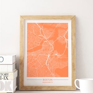Boston Map Poster Print Wall Art, Modern Massachusetts Gift for Home ...
