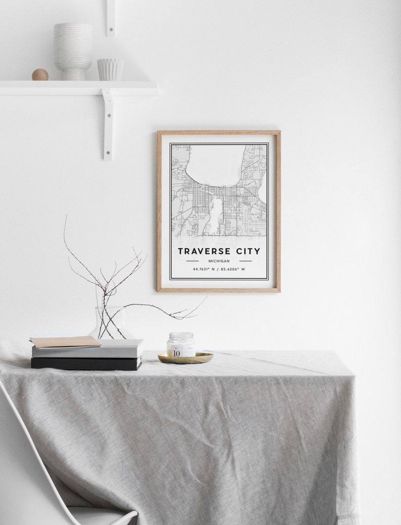 Traverse City Map Poster Print Modern Michigan Street Map - Etsy