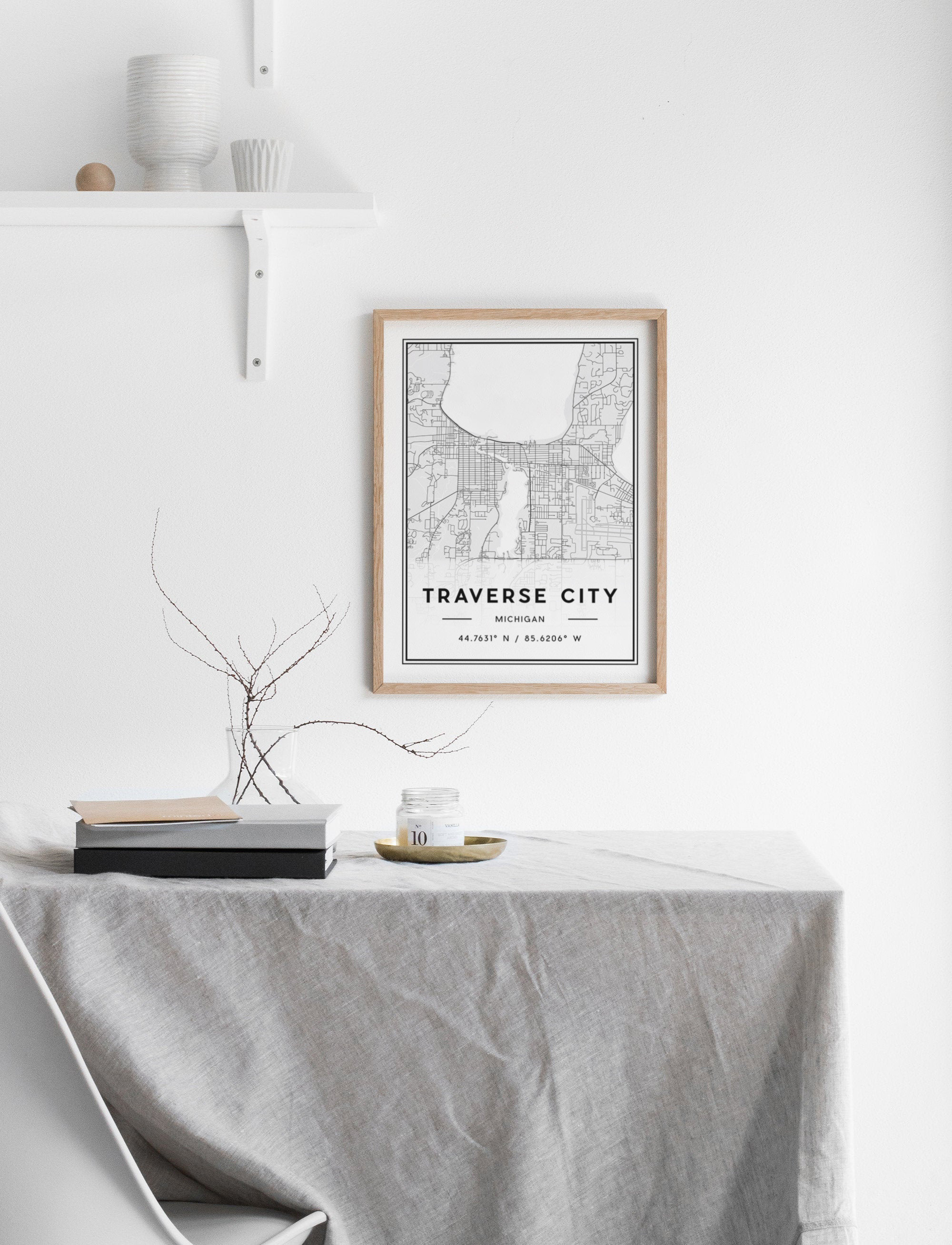 Traverse City Map Poster Print Modern Michigan Street Map | Etsy