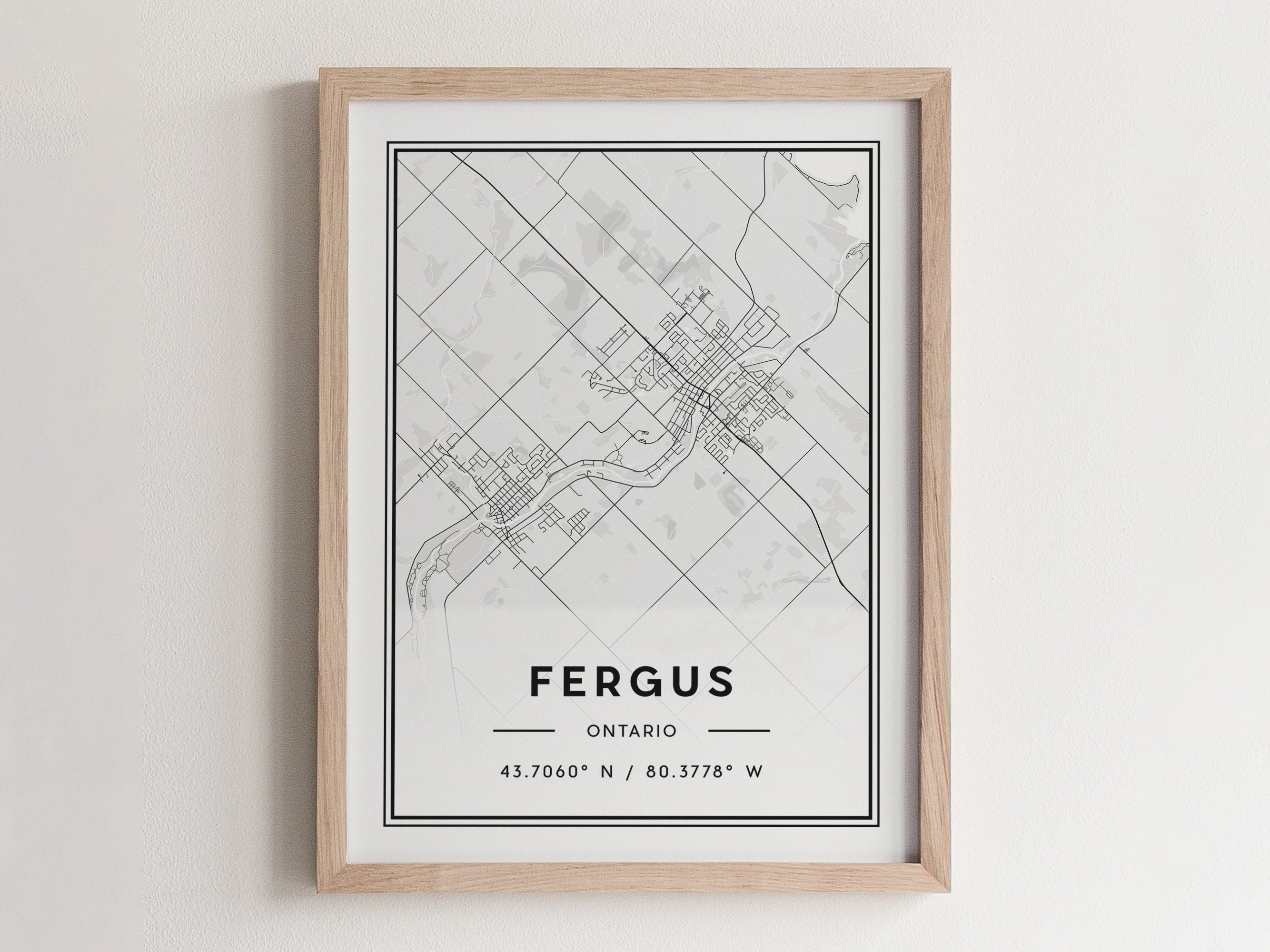 Fergus Map Poster Print Modern Fergus Street Map Decor - Etsy UK